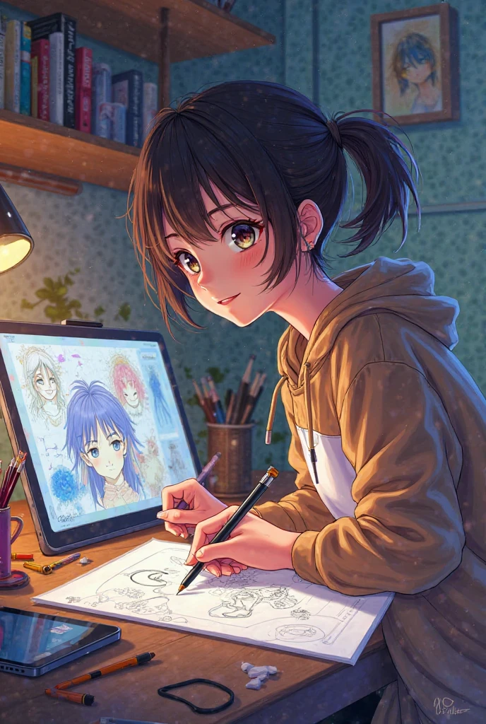A student writing anime - SeaArt AI