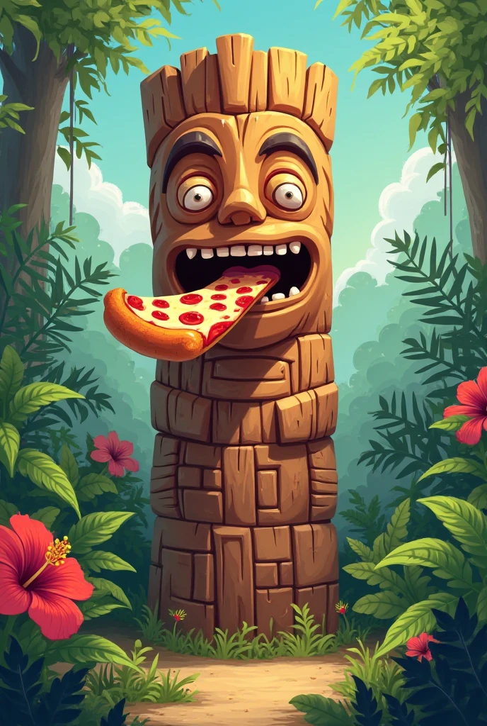 Un totem nommé Kool pizza tirant la langue 😛 mais la langue c - SeaArt AI