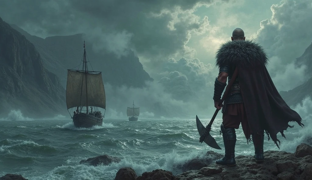 "A fierce Viking warrior in full armor, gripping a battle axe - SeaArt AI