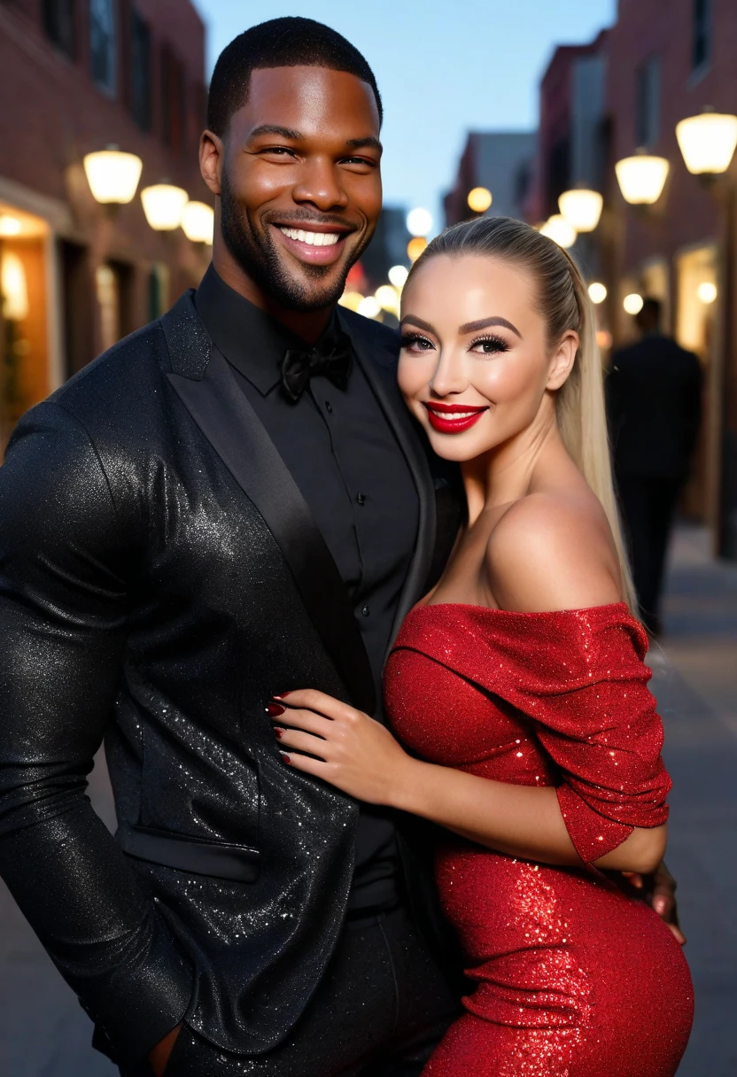 A full shot of Caucasian model/actress Lindsay Pelas and African ...