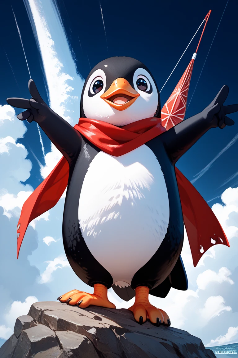 Rock kite penguin as a motif While the form is a rounded body - SeaArt AI