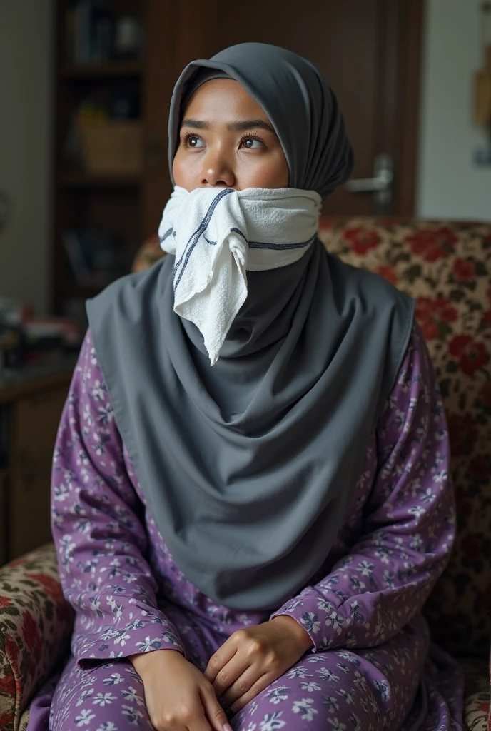 Very beautiful Malay woman,((slate grey long loose Lycra Malaysian ...