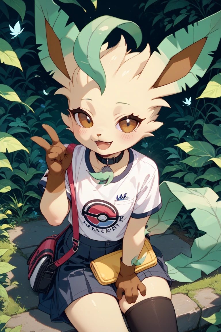 I put on Pokémon clothes、Leafeon - SeaArt AI