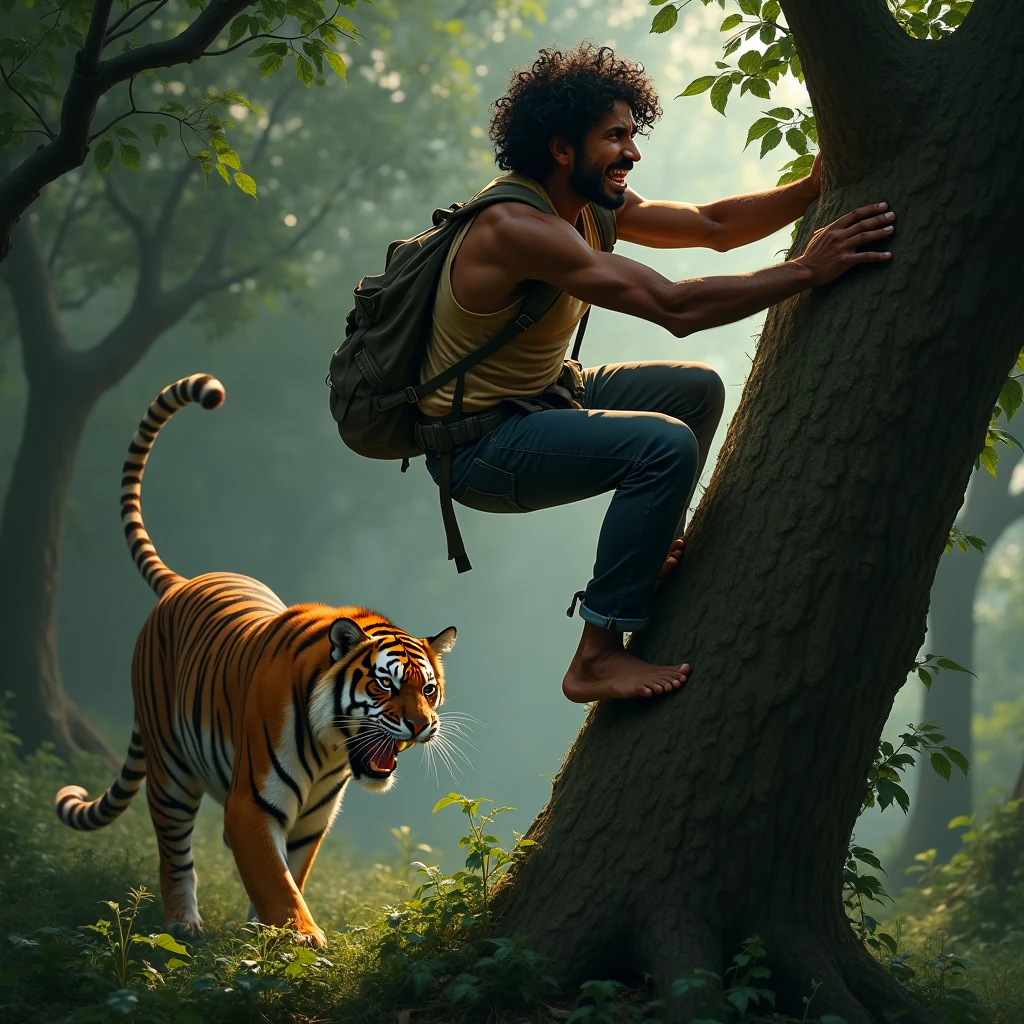 "With a burst of desperate energy, Rahim grabs onto a nearby tree and ...