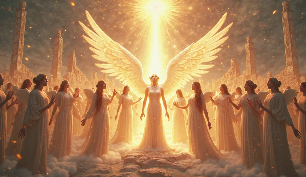 Beings of light singing around the throne — Shining Angels, in ...