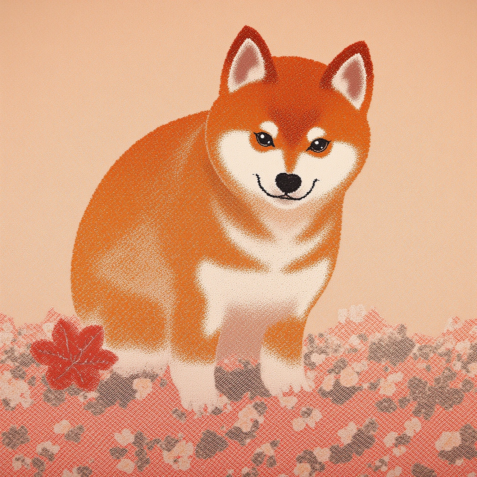 Pop art、Shiba Inu、sepia ink、projected colorful shadows、( ink art ...