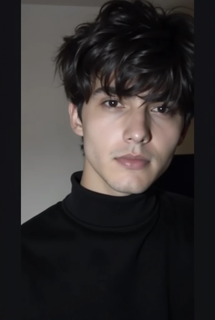Young guy, European facial features, black hair, selfie, realistic ...