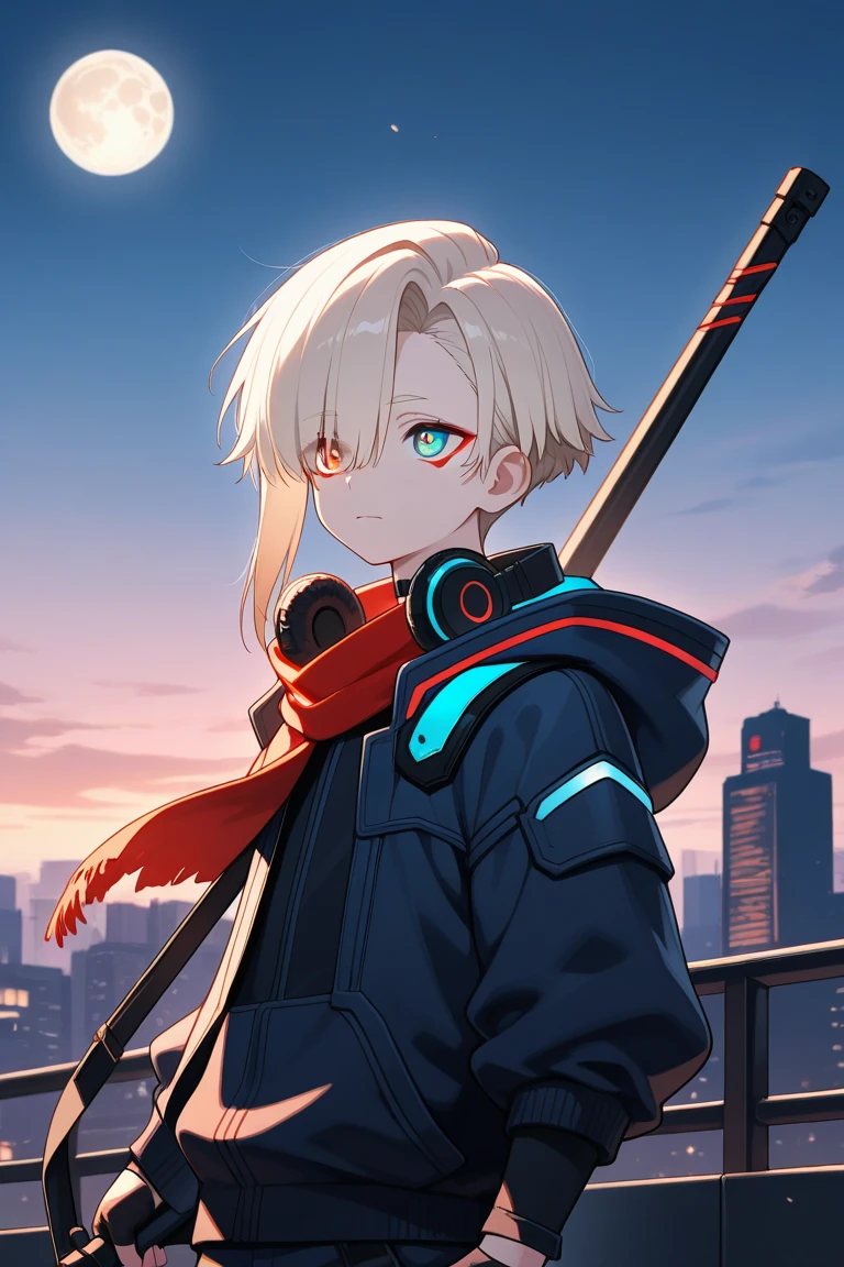 In the cyberpunk city, against backlight at dusk, dusk, moon - SeaArt AI