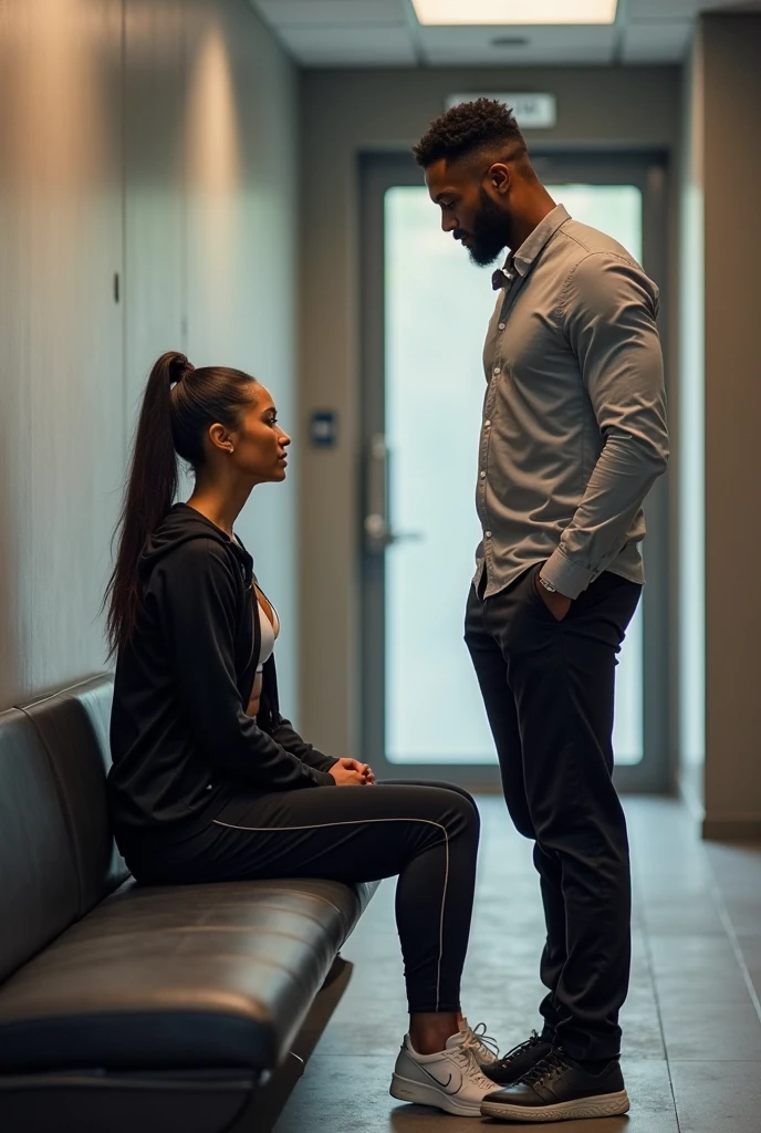 **"In the quiet hallway of a modern sports facility, Isha, a stunning ...