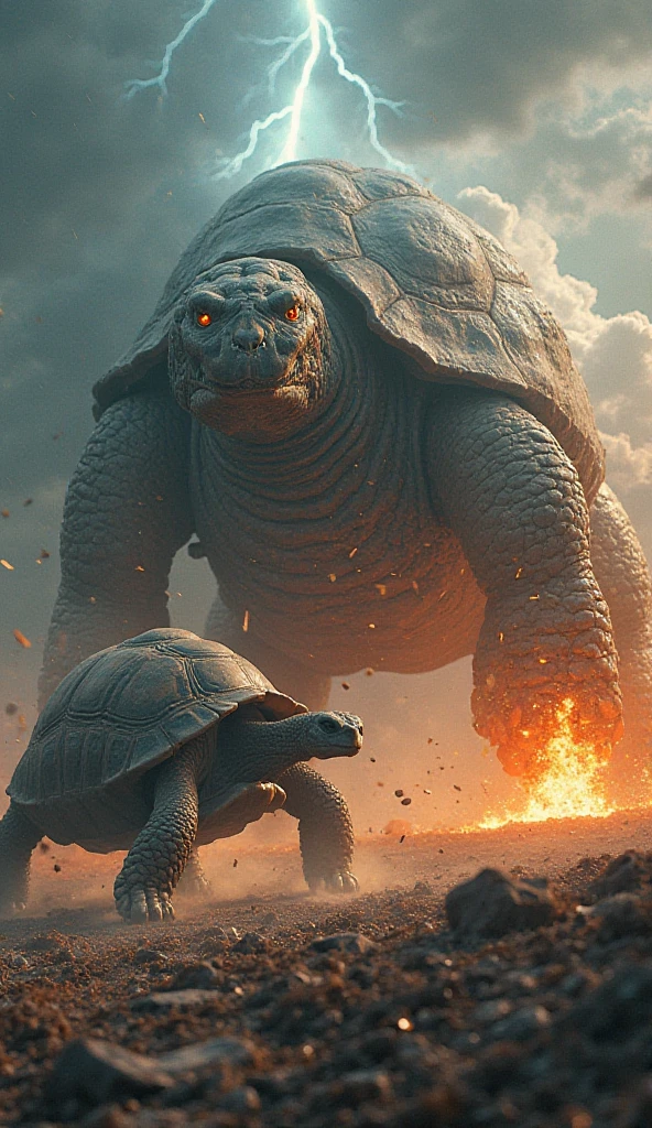 Tortoise and Earth, Engaged in Fierce Combat A cinematic battle between ...