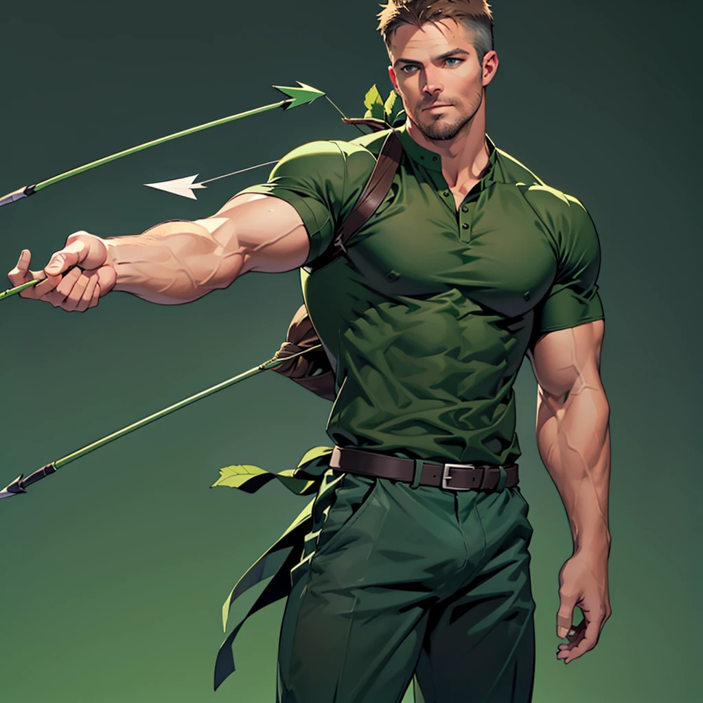 1 man, male focus solo,45 yo man,Stephen AMELL as green arrow - SeaArt AI