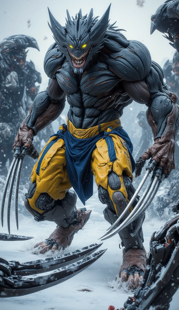 "Wol-Kar, from Draygon, with a muscular humanoid body, dark gray skin ...