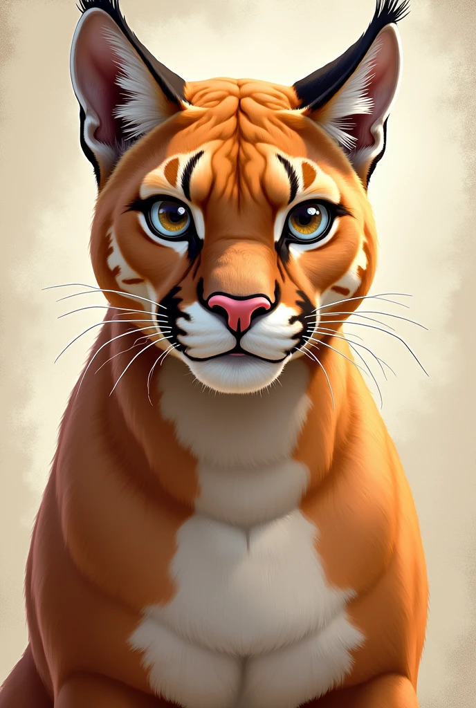 Face of a puma looking straight ahead and serious. animated art - SeaArt AI