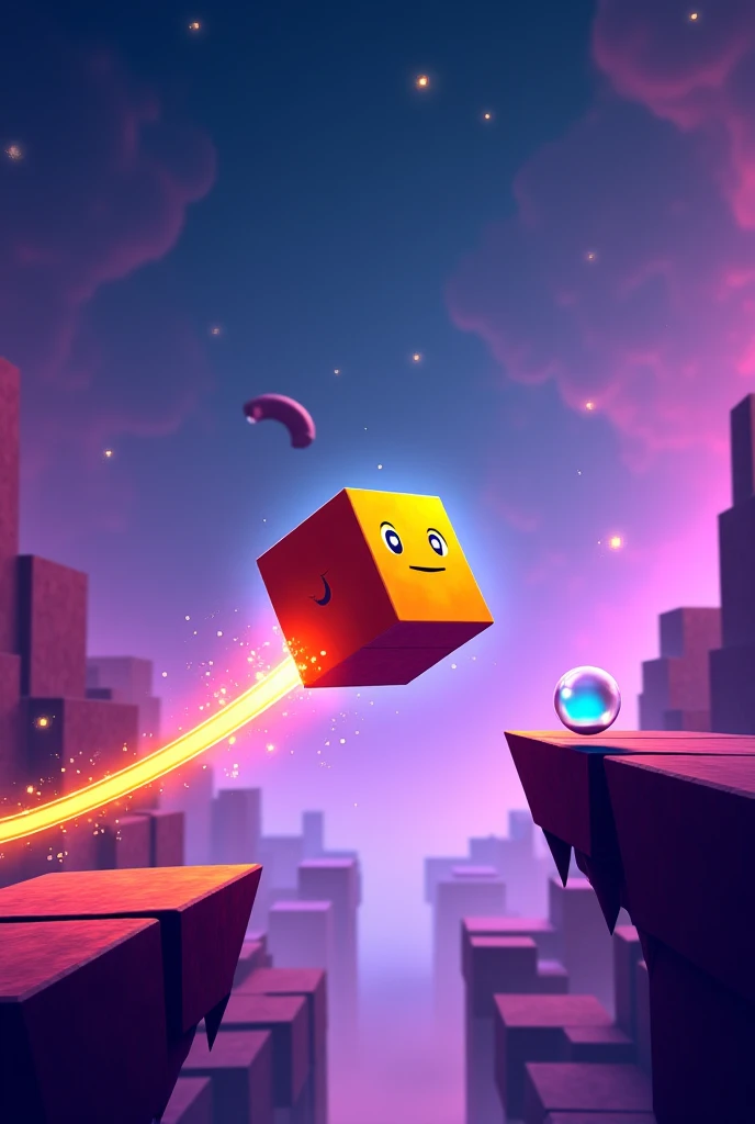 YouTube thumbnail with a game called geometry dash with a cube that ...