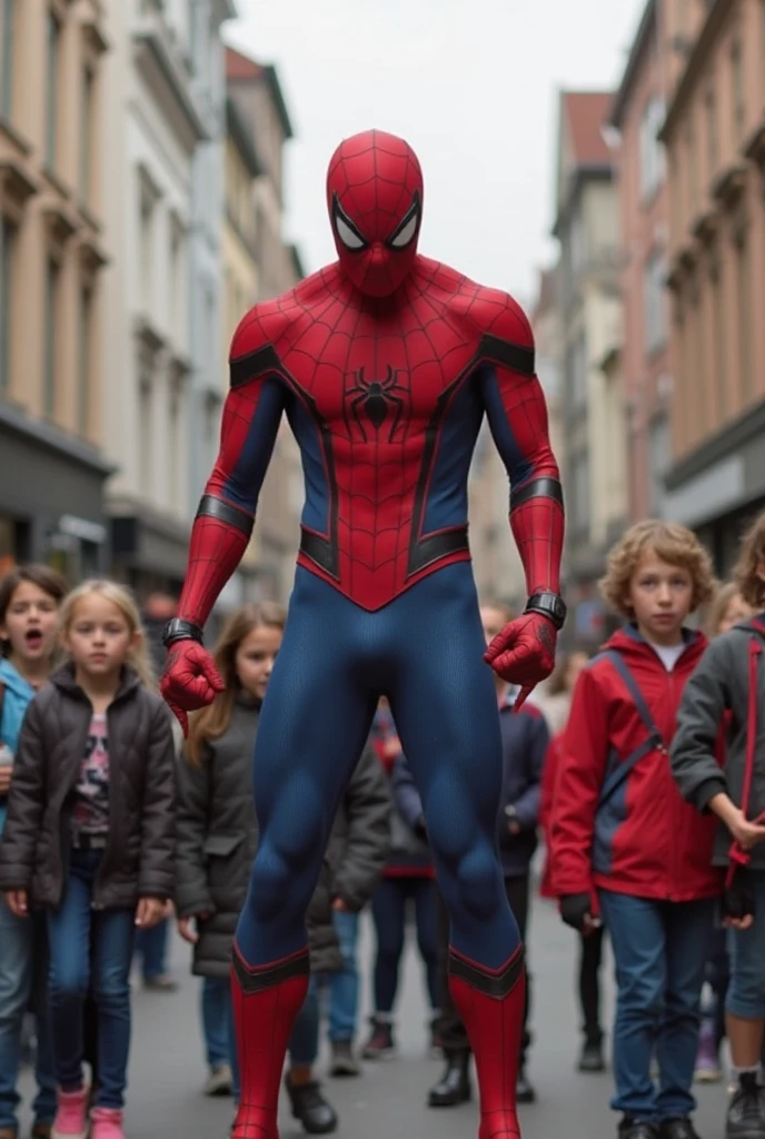 Spider-Man stands confidently in front of the s, cracking his knuckles ...