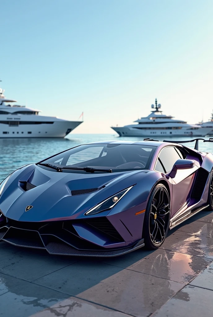 A Lamborgini SVJ with a passion for yachts - SeaArt AI