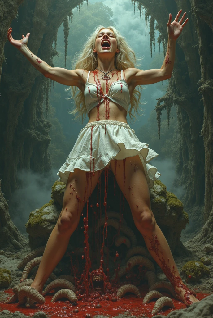 Blonde woman having major screaming exploding orgasm, peeing - SeaArt AI