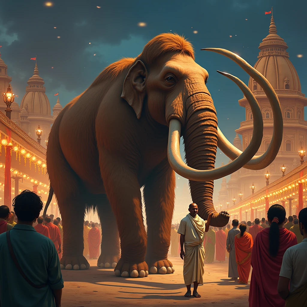 A massive prehistoric mammoth with a large comb-like structure on its ...