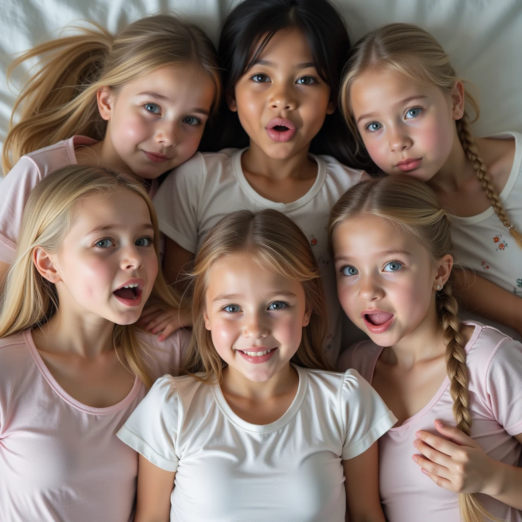 Very realistic photo of six fifth-grade girls , a Thai blonde girl ...