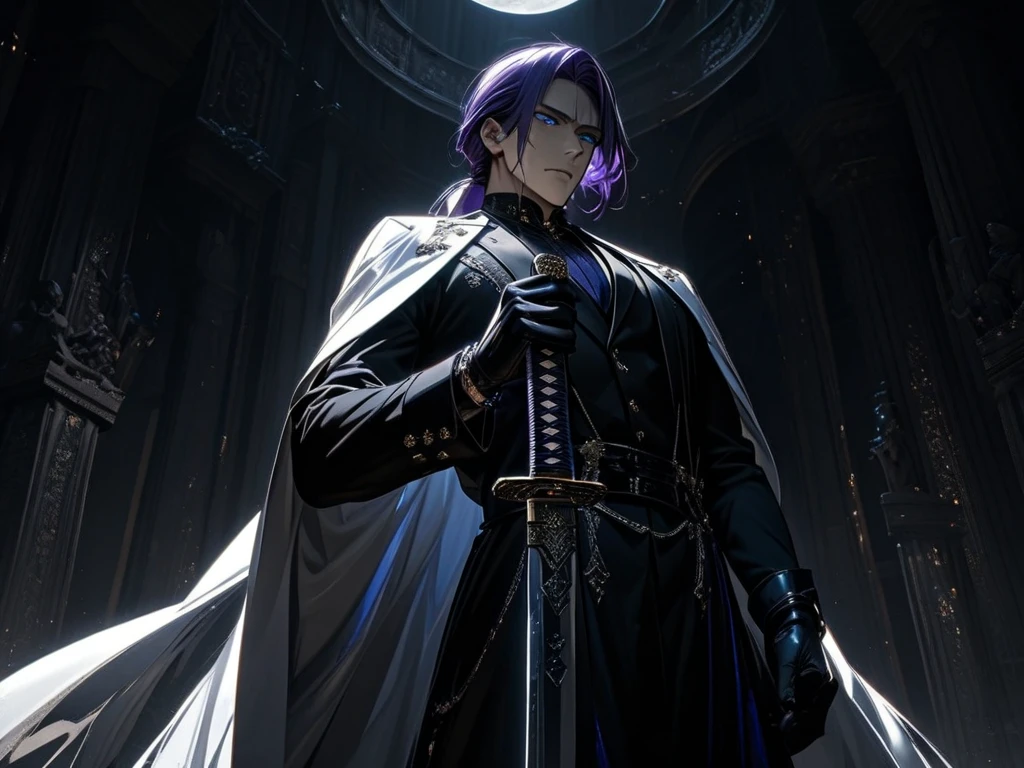 (masterpiece:1.5)，best quality，(1 handsomeな male)，alone，low ponytail ...