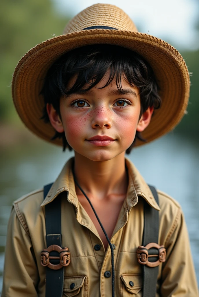 Huck Finn: A boy about 12-, wearing old, worn clothes , straw hat ...
