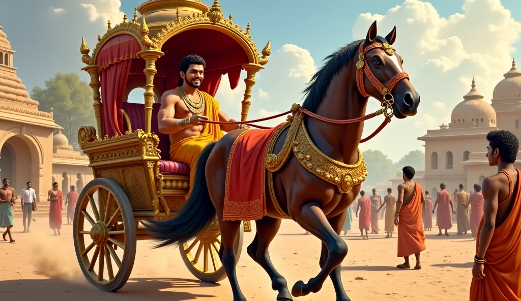 A highly detailed Indian mythological painting of Prince Siddhartha ...