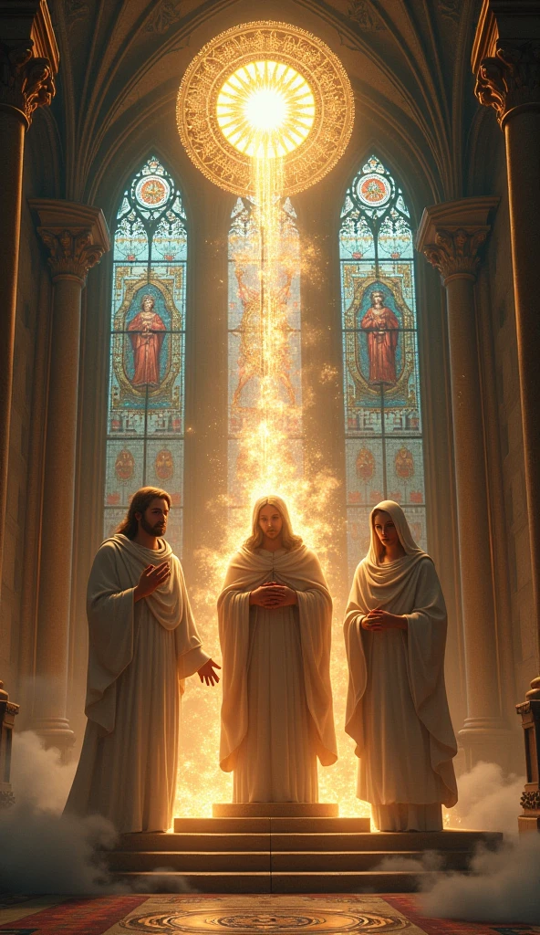 Make an image of a representation of the trinity using the bible as a ...