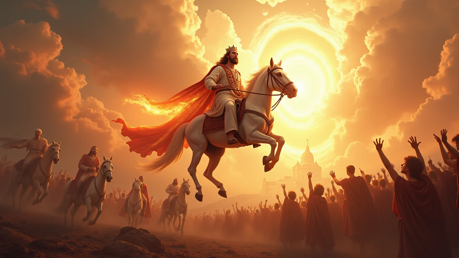 "A hyper-realistic, apocalyptic scene depicting the Christian vision of ...