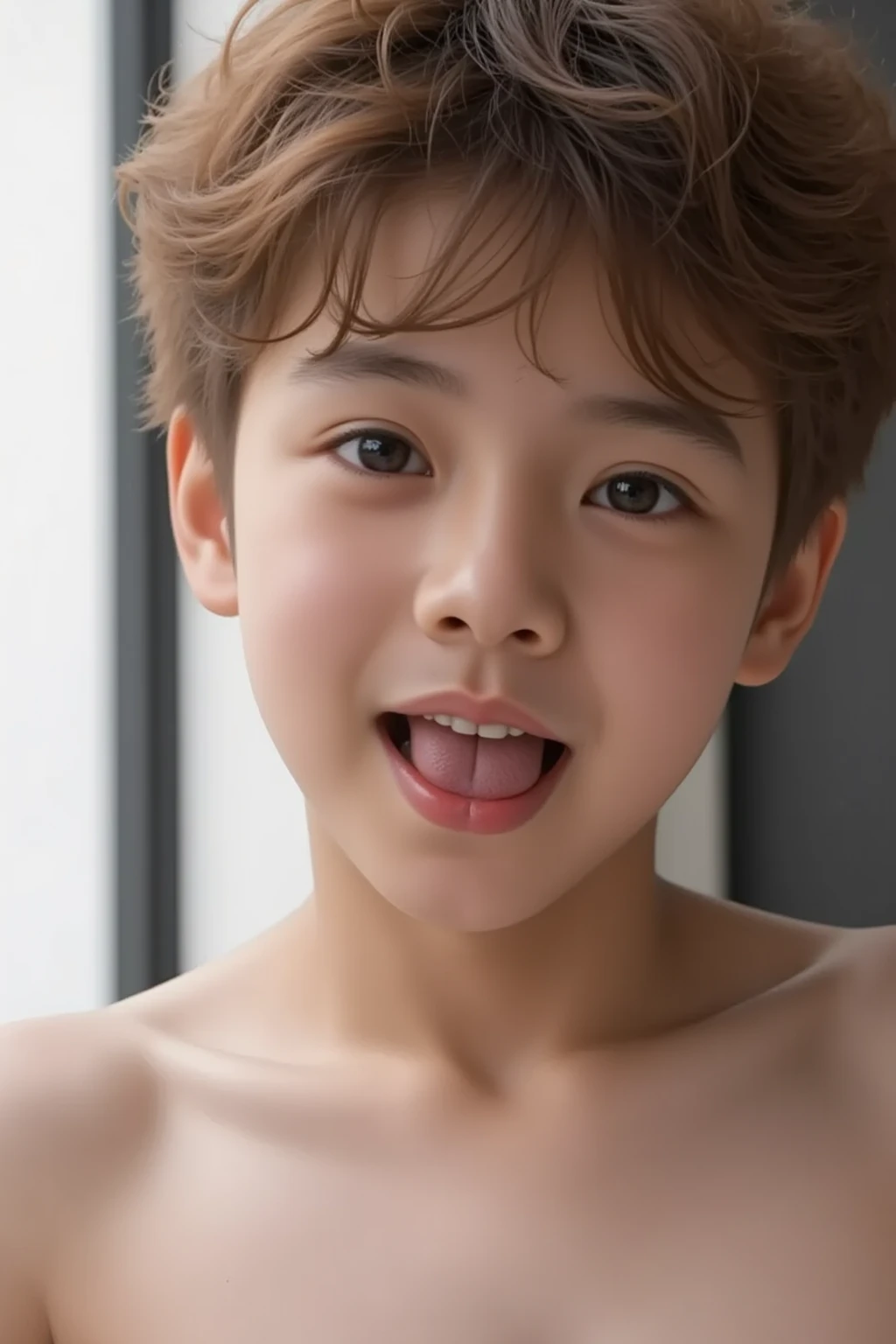 ((cute boy:1,6)),1 boy, look, shortcuts, stick out your tongue - SeaArt AI