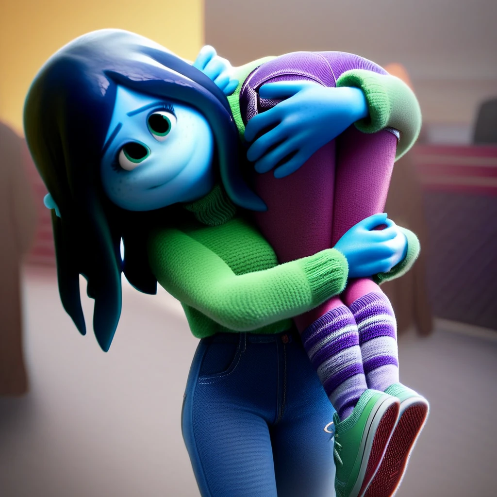 Ruby,female anthro, blue skin kraken, teal eyes, blue tentacle hair ...