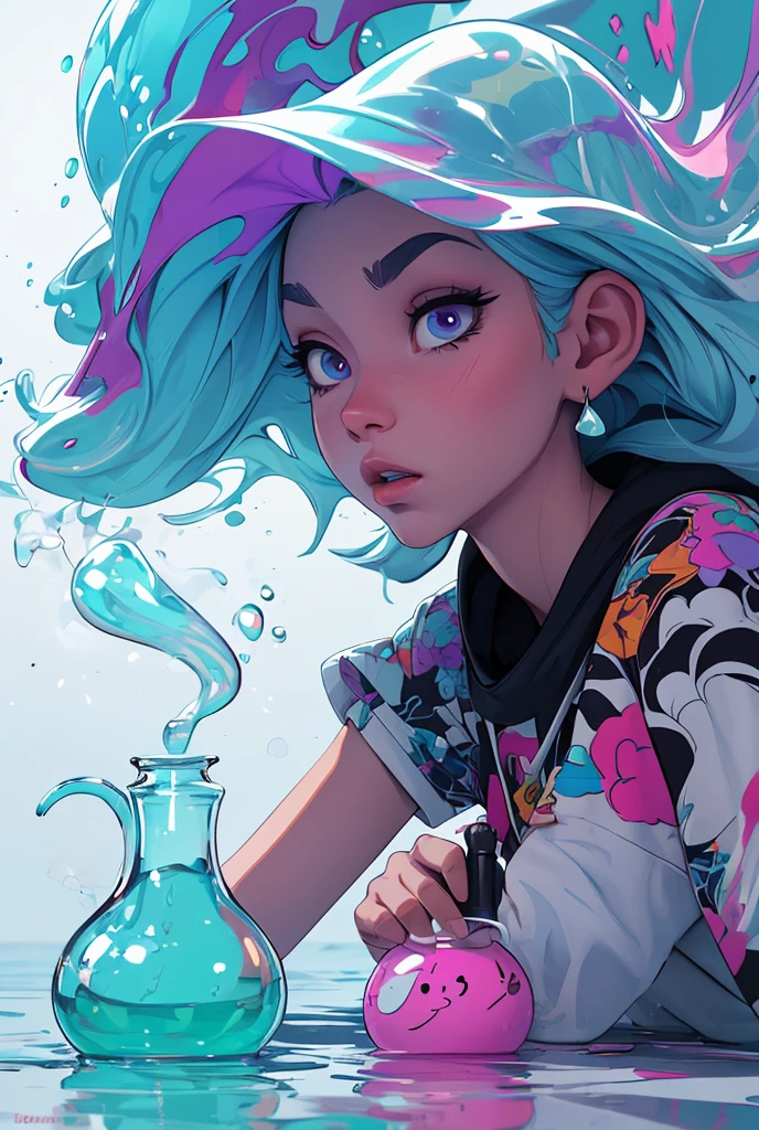 A stylized cartoonish graffiti-style illustration featuring an animated ...