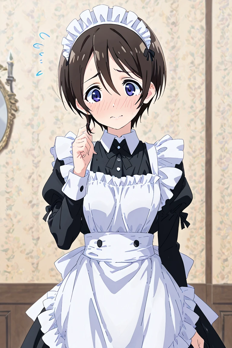 Top quality, Saitou Ena , french maid,Playing with hair,embarrassed ...