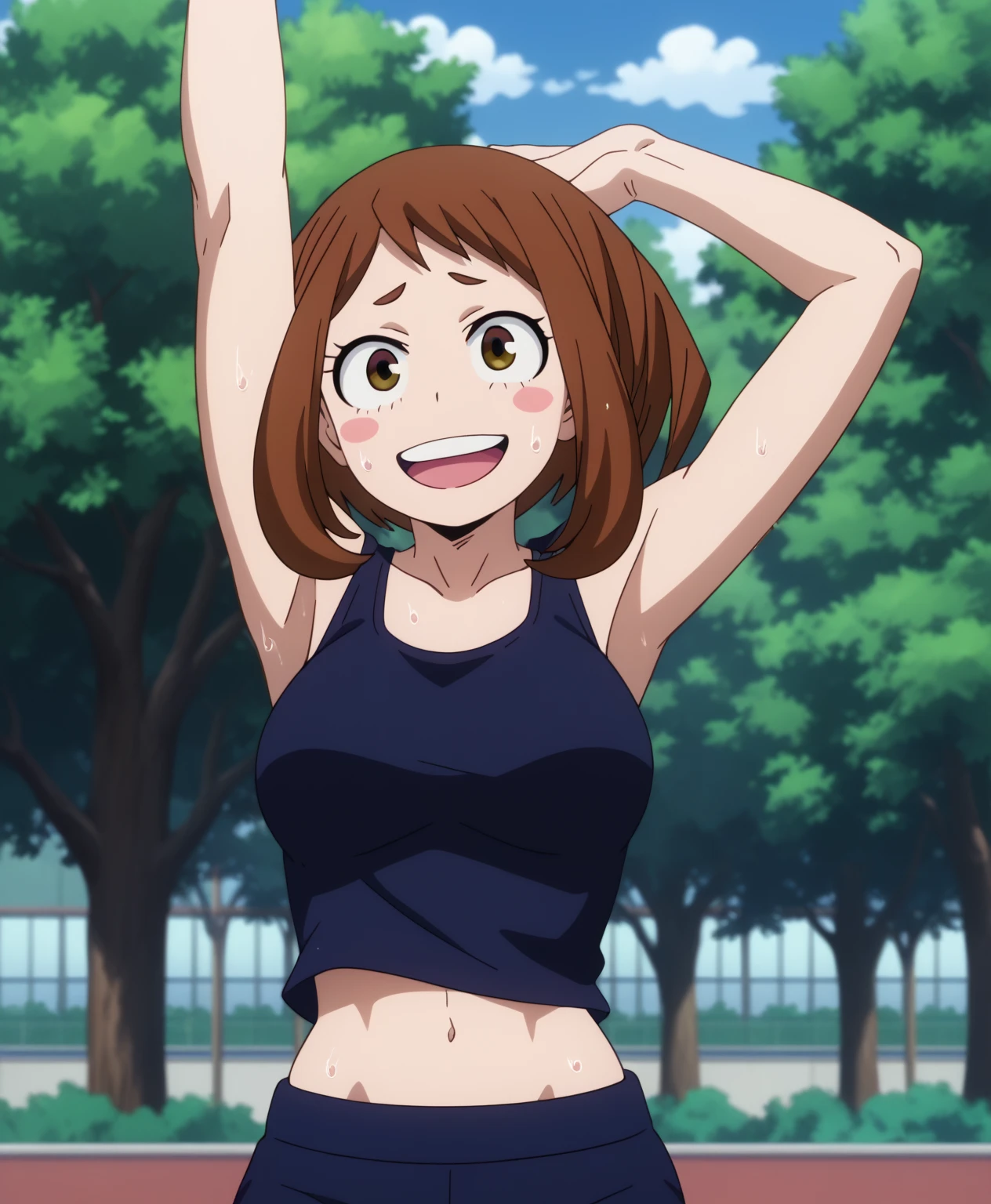 ochaco uraraka,1girl,solo,blush stickers,short hair,sidelocks - SeaArt AI