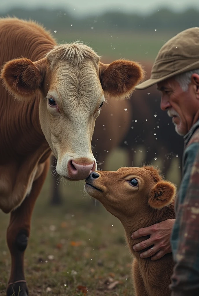 The cow Tears filled her eyes, and the calf, too, was scared of being ...