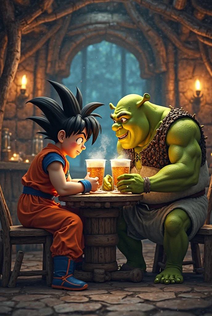 Create Goku and Shrek together over a drink - SeaArt AI