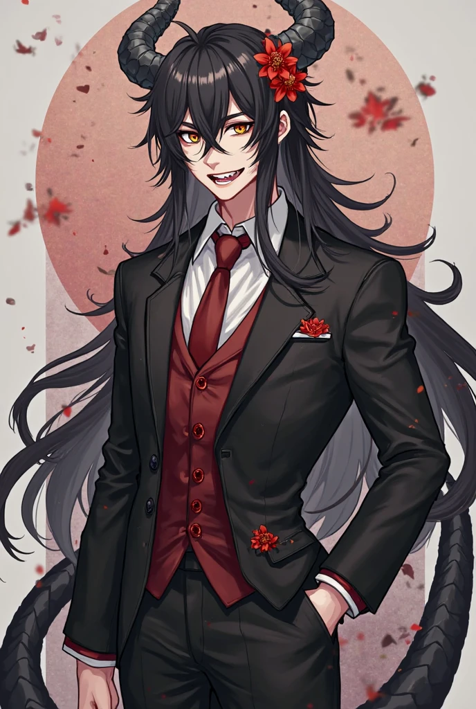 Gender: man, Species: Semi-human black dragon, character: reserved ...