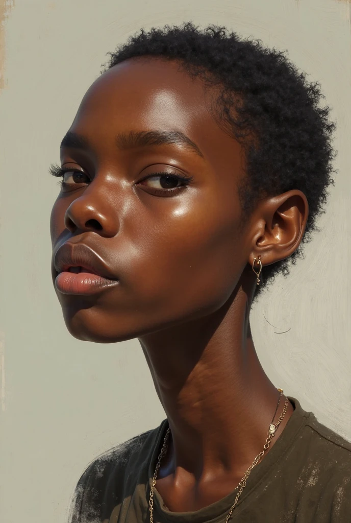 Image of a person of African origin with brown skin, a very large jaw ...