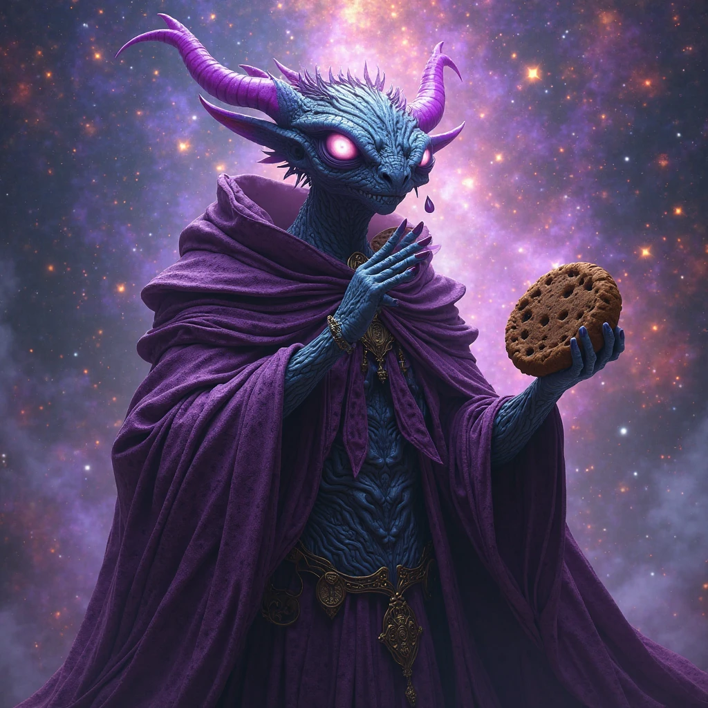 A purple alien wizard with glowing eyes and a purple alien wizard with ...