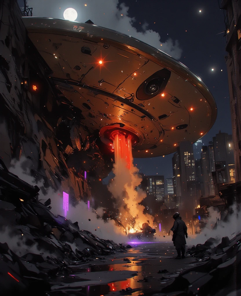 And、It has a huge disc shape and、the UFO spaceship that crashed into ...