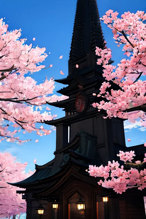 Cherry blossoms and black dragons - SeaArt AI