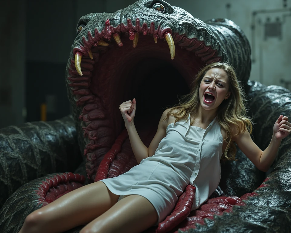 a female doctor is being eaten by a giant worm。 she is screaming in so much pa - SeaArt AI