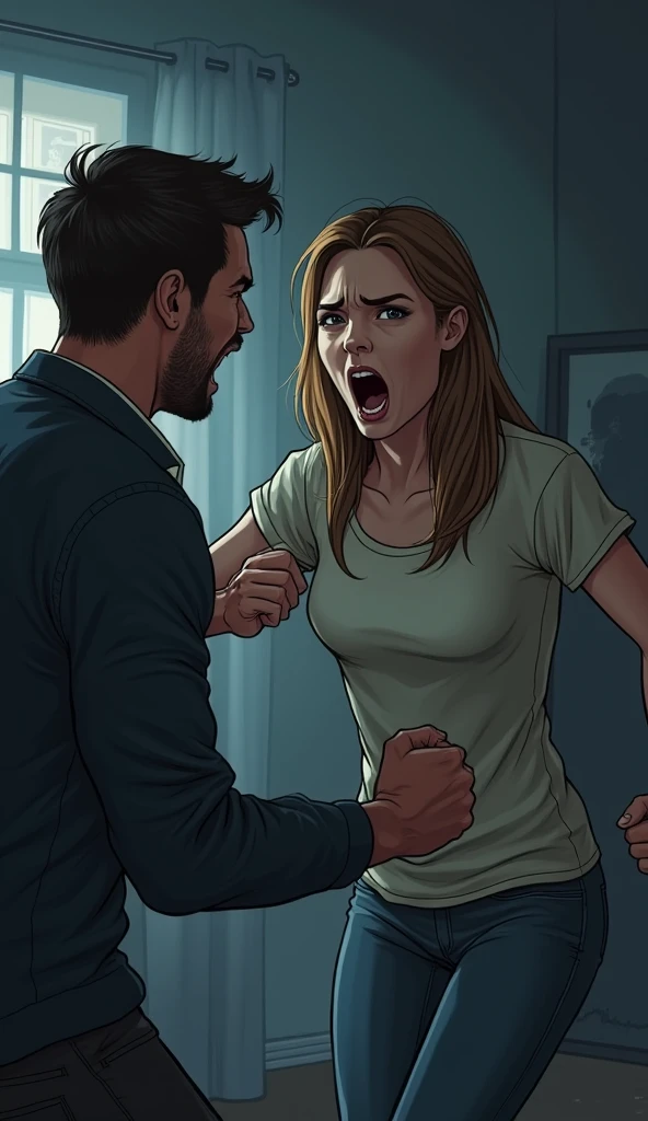 "A vertical 9:16 digital illustration of a man angrily shouting at a ...