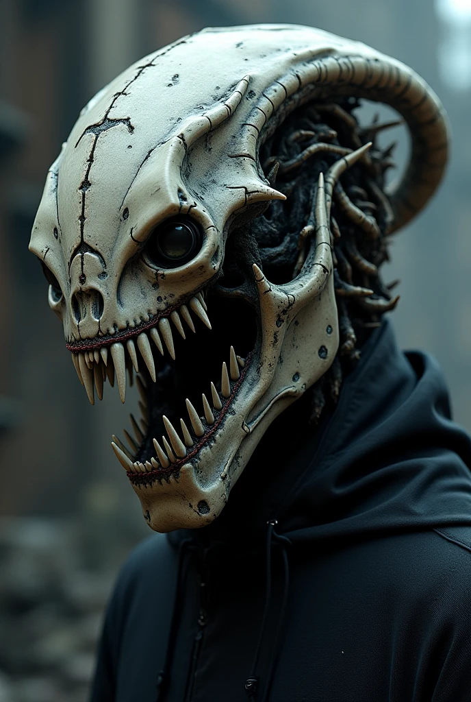 Create a bone mask using references from the Bleach hollows and Kaiju ...