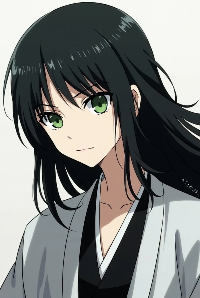 Make an image from the anime Bleach. He is a white-skinned shinigami ...