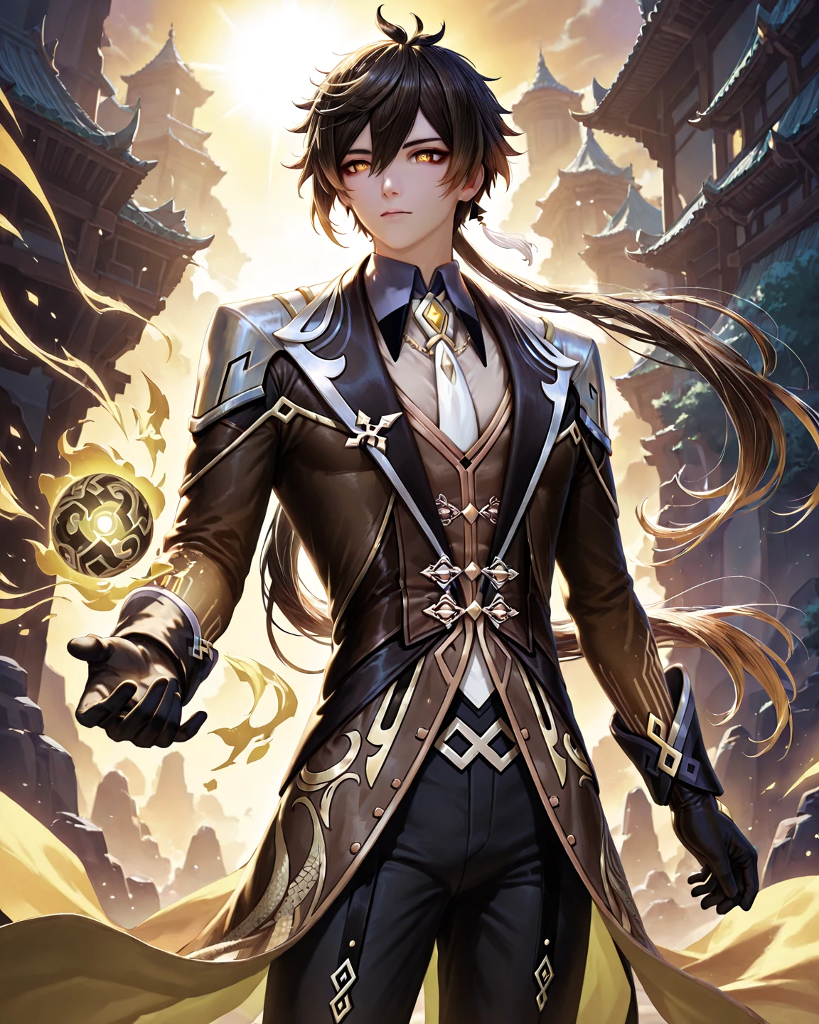 Solo, Zhongli, genshin impact, Long Hair, High Resolution, High Details ...