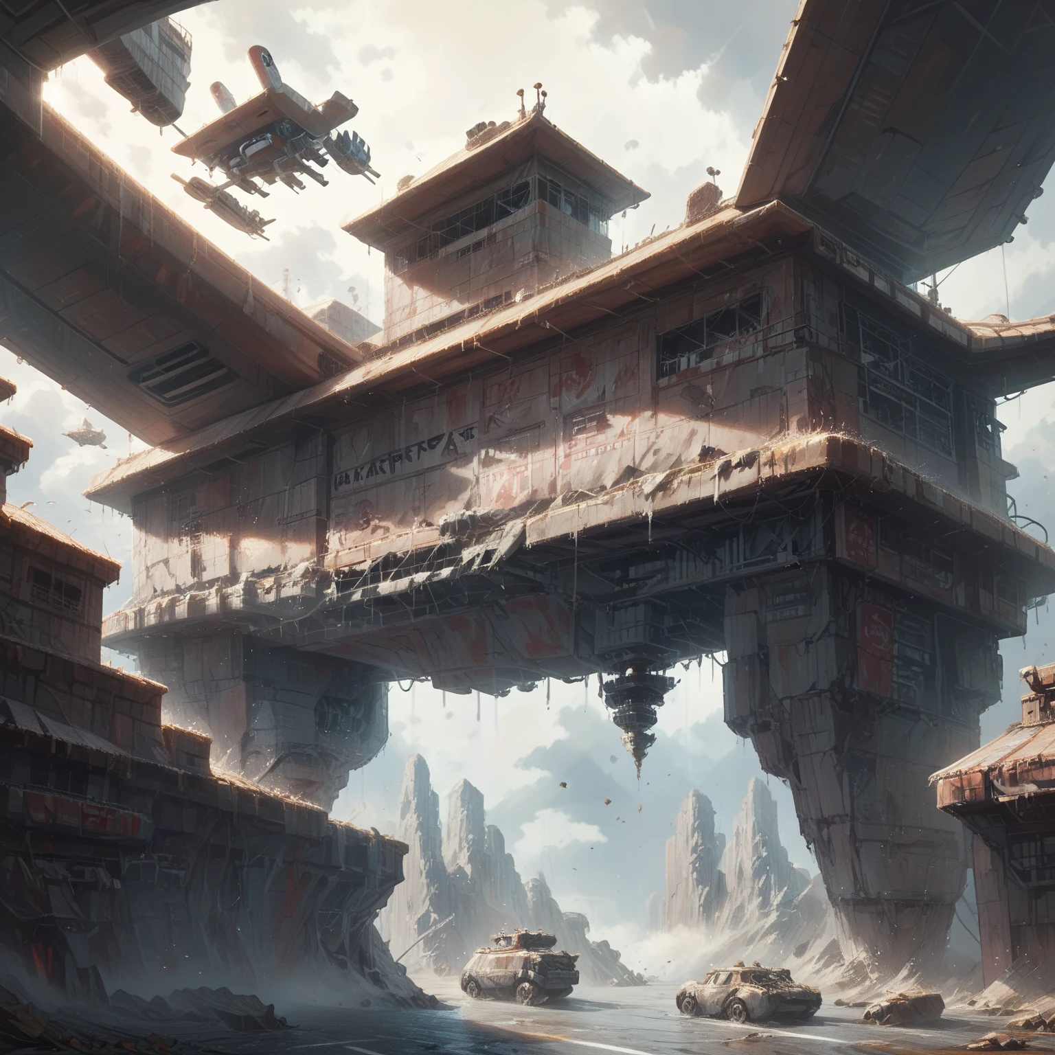 The ultimate battlefield covered in smoke，remnants of future technology ...