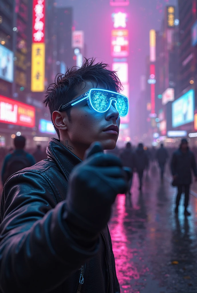 First-person perspective (POV) of a young man immersed in a pulsating - SeaArt AI