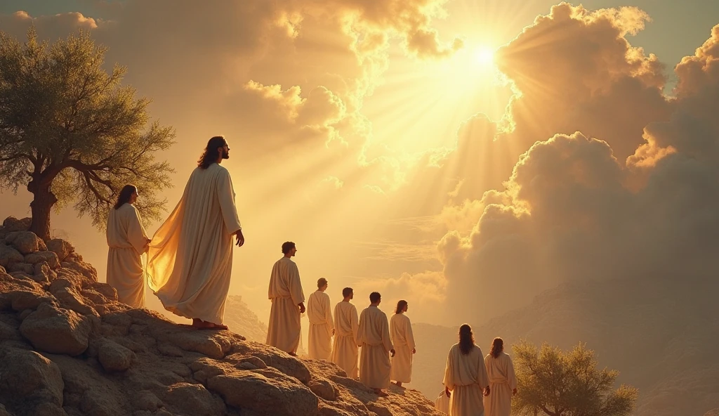 Jesus Christ in flowing white robes, shining with divine light - SeaArt AI