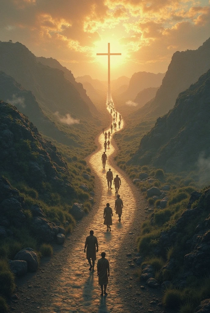 Two roads,narrow and broad. Many people are walking on the broad road while in t - SeaArt AI