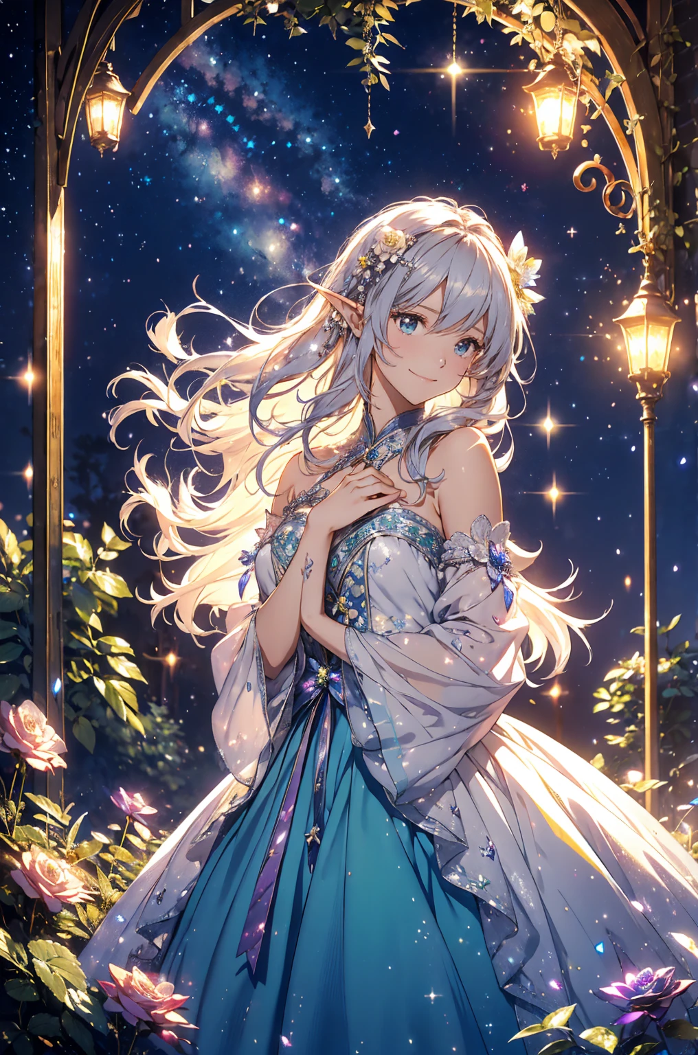 Top quality mystical 、(cowboy shot ) エルフ1 WOMAN cute smile - SeaArt AI